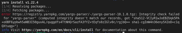Fix: Integrity check failed for "any-package-name" (yarn) | Sivanesh ...